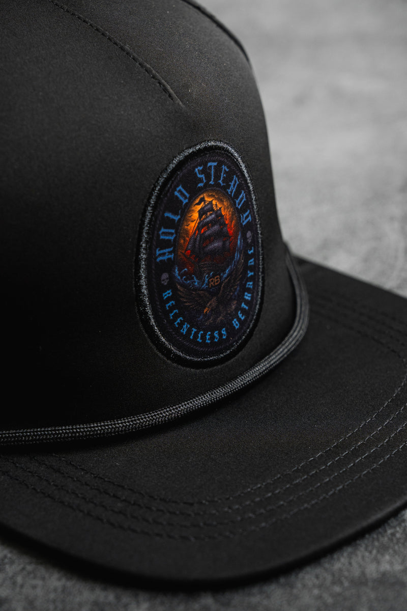 Flat Brim Black Hat - Nautical Design – Relentless Betrayal