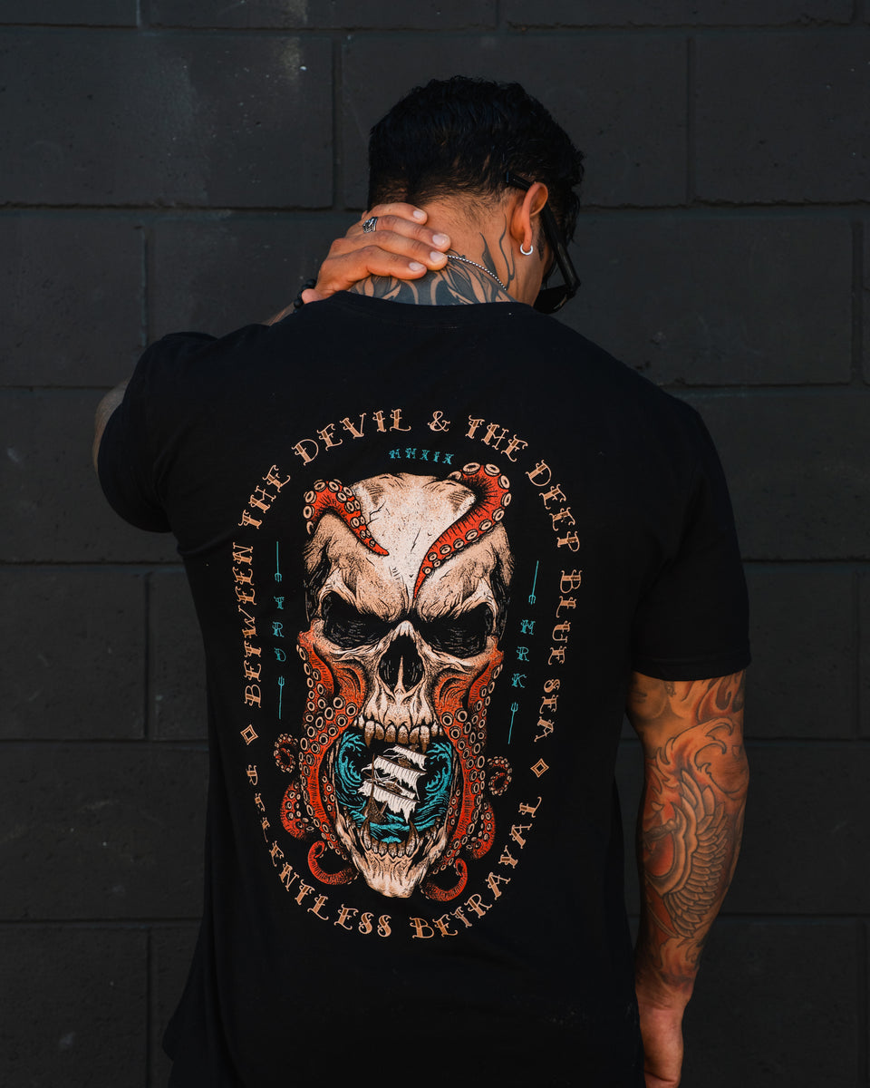 BETWEEN THE DEVIL & THE DEEP BLUE SEA T-Shirt – Relentless Betrayal
